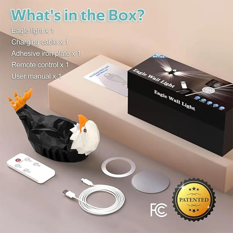 Modern LED Wall Light in the Shape of an American Bald Eagle RGB Indoor ...