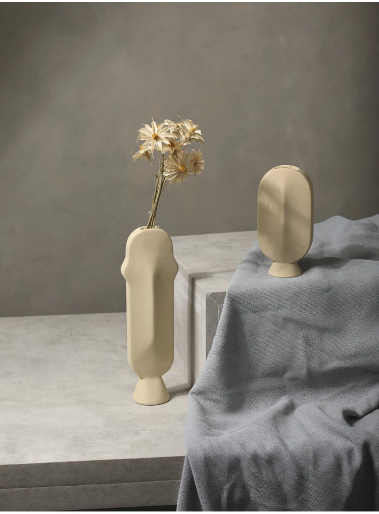 Creative Modern Arts Cream Color Frosted Ceramic Face Shaped Nordic ...