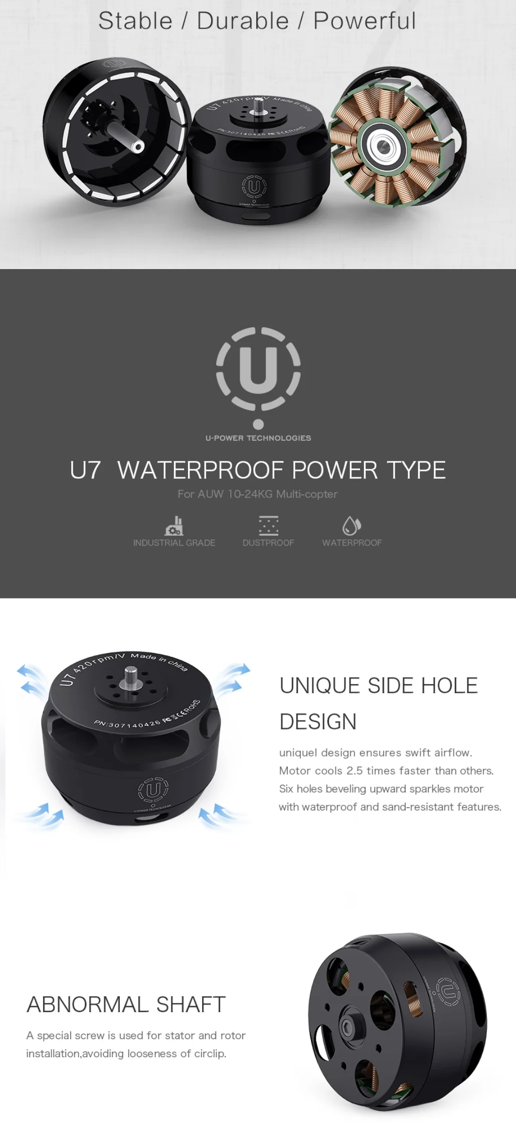 T-motor U7 V2.0 Kv420 Kv490 Tmotor Brushless Dc Drone Motor Max Power ...