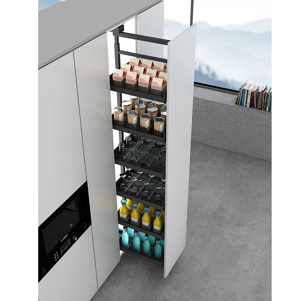Aluminum Tall Pantry Pull Out Storage Shelves Pantry Side Pull Out ...