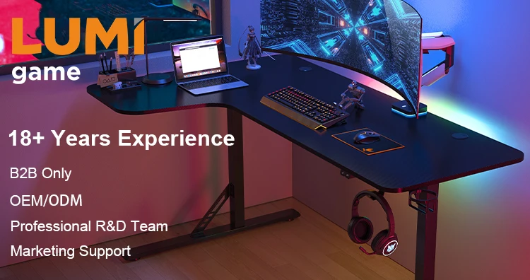 Gmd09 Rgb L Shaped Gaming Desk For Computer Pc Cheap Best Gaming Table Pink Black Large Gaming ...