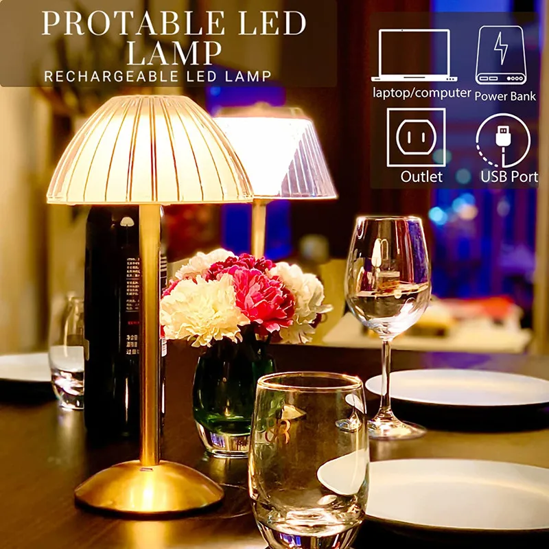 Retro Bar Table Lamp Usb Touch Dimming Crystal Diamond Table Light For ...