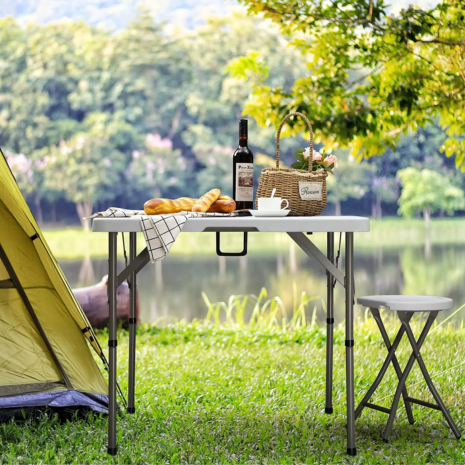 Small square Folding Camping Table for Adults Outdoor Picnic Plastic ...