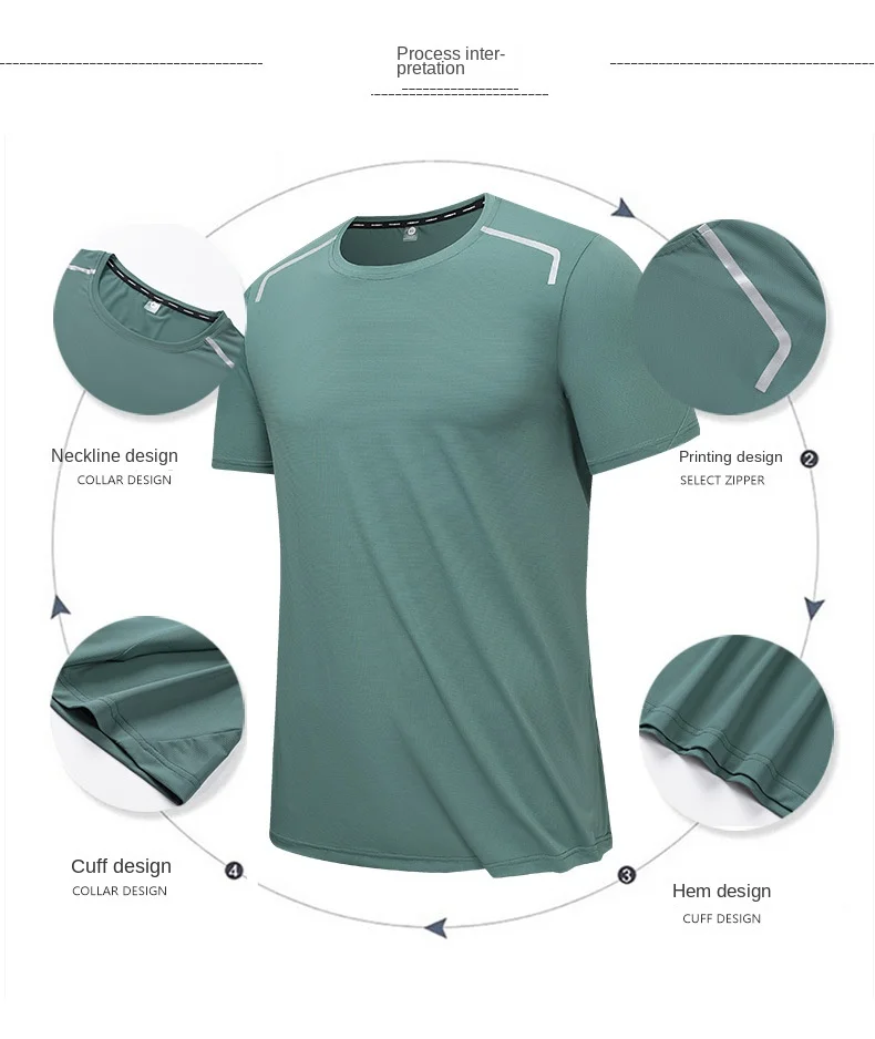 New Men's Quick Drying Elastic Sports T-shirt With Round Neck,Breathable,Sweat-wicking,Fitness ...