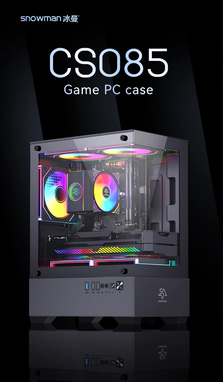 SNOWMAN085 Mainstream Design PC Gamer Case MATX Mid Tower White ...