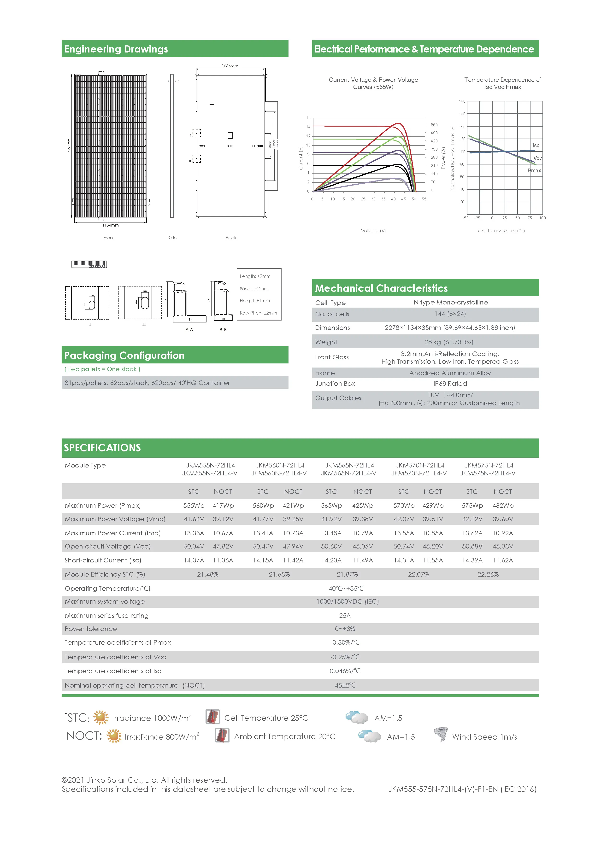 Jinko Tiger Neo N Type Mono-facial Solar 555w 560w 565w 570w 575w Panel ...
