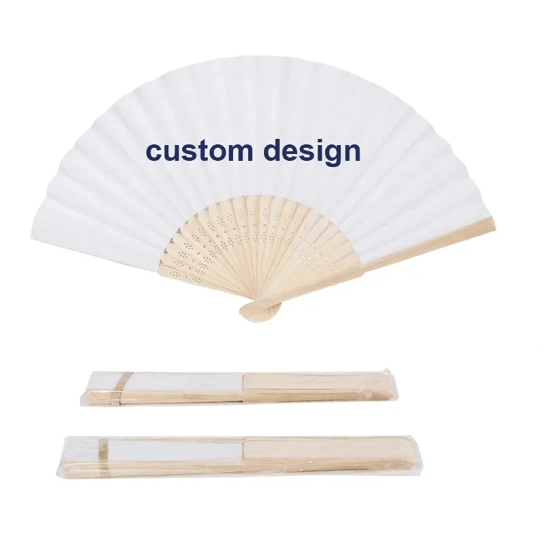 MOQ 50PCS Personalized Bamboo Custom Hand Fan Paper Fabric Printing ...