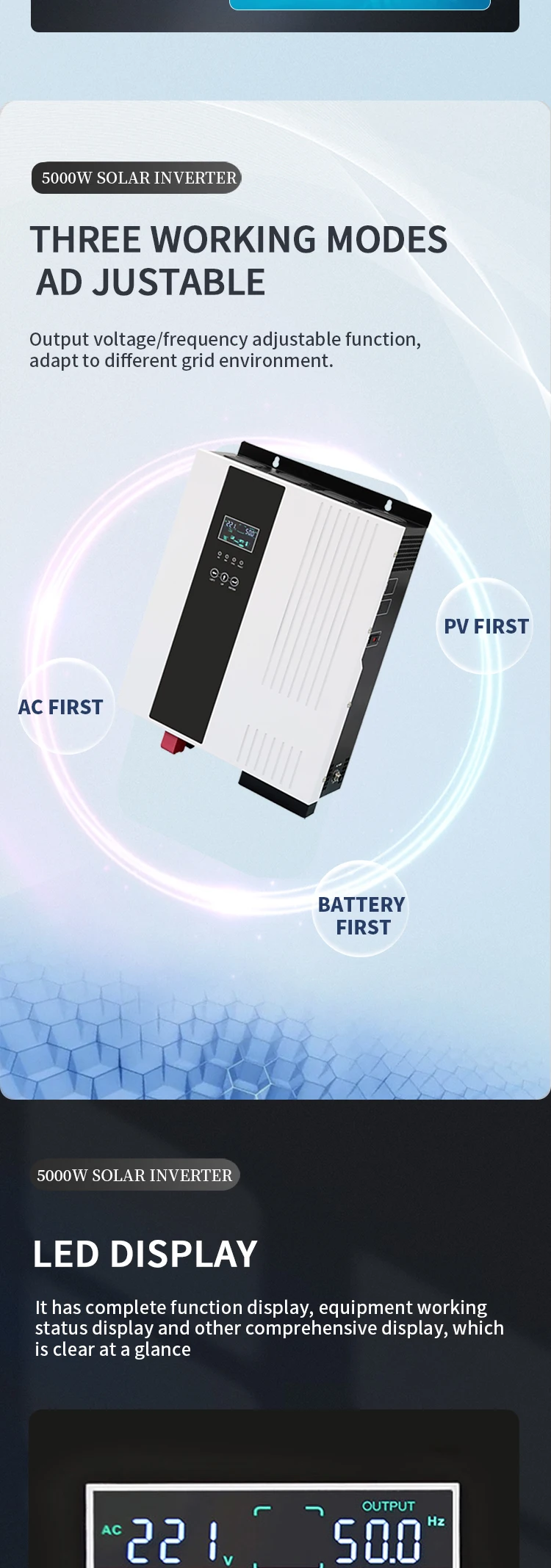 Blue Carbon Hybrid Solar Inverter Mppt 5kw 5000w 48v Solar Off Grid ...