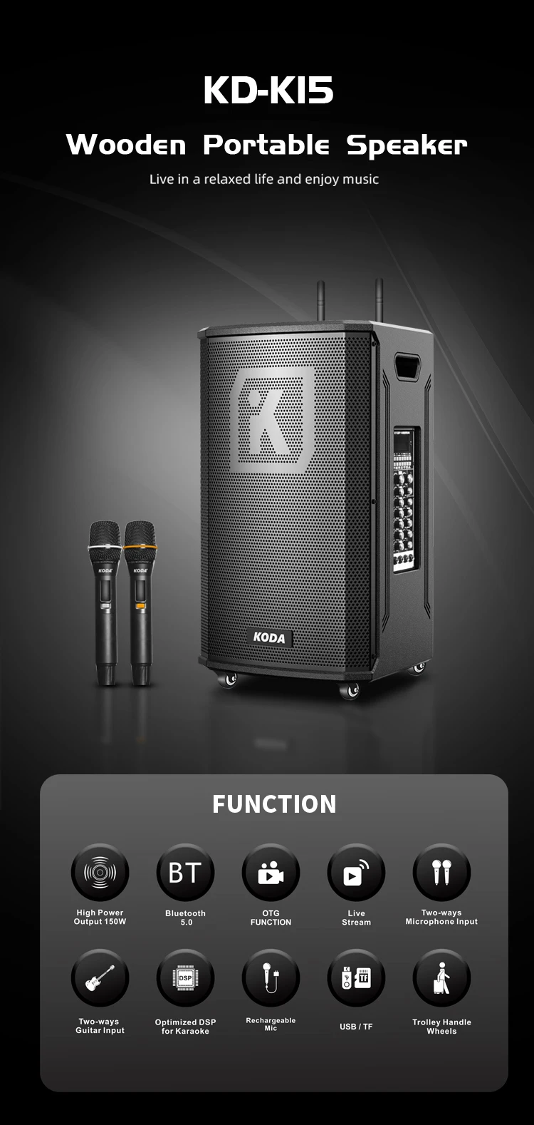 KODA Factory 12 Inch Powered Speakers - Active Amplifier