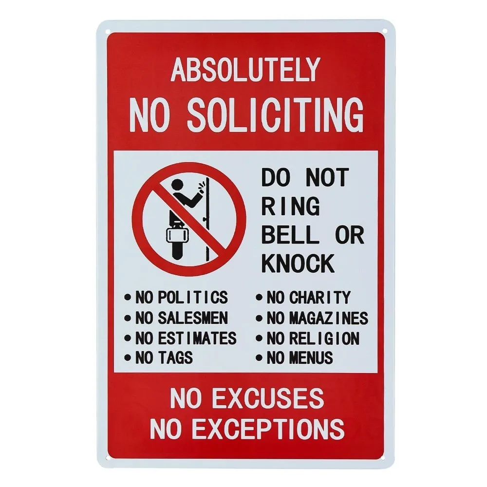 Custom Aluminum Absolutely No Soliciting Thank You Warning Sign No ...