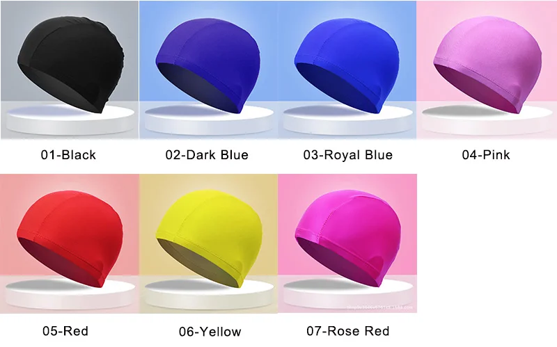 Custom Polyester Swimming Cap Pure Color Summer Elastane Custom ...