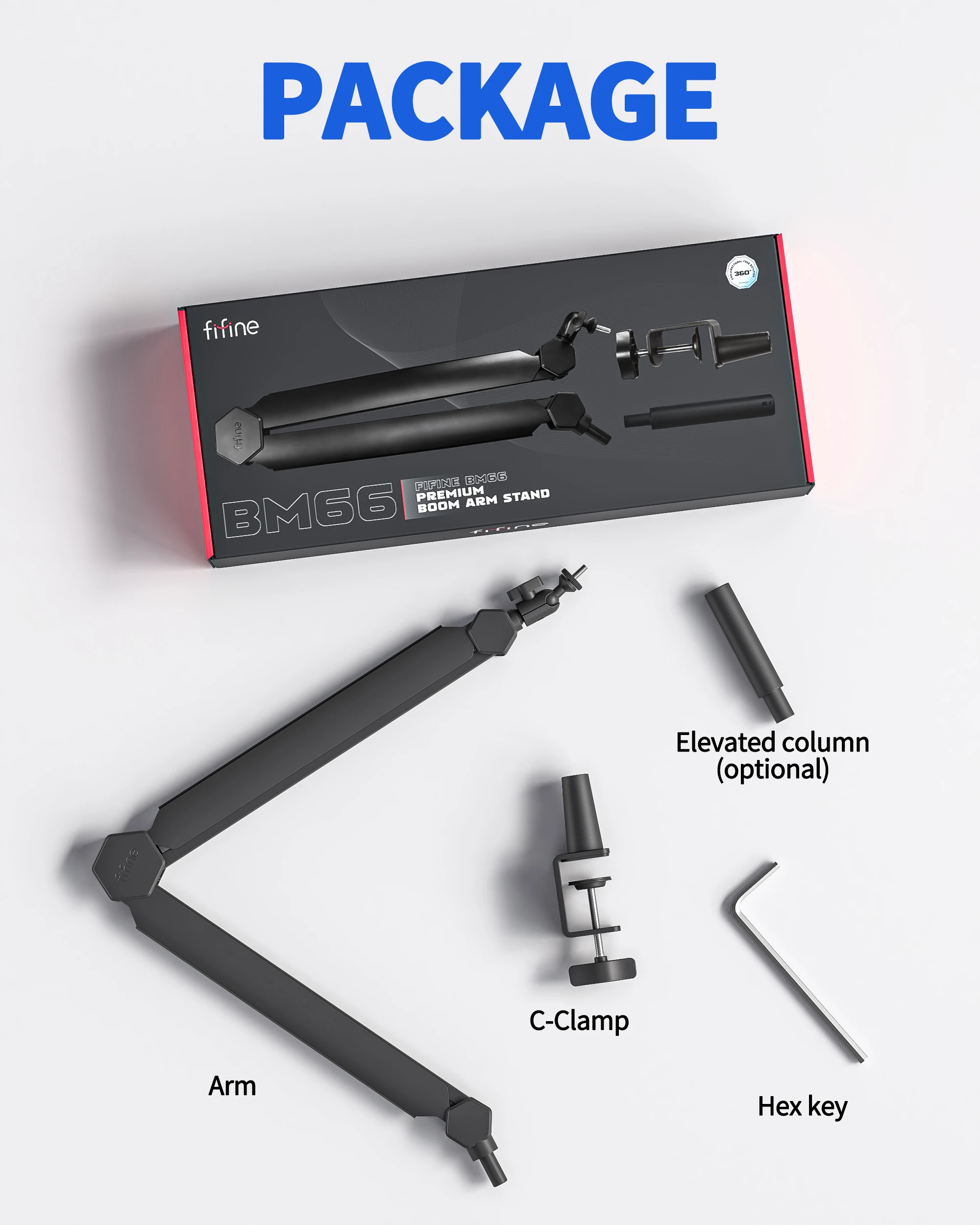 Fifine BM66 Boom Arm Stand - Flexible and Sturdy Microphone Holder