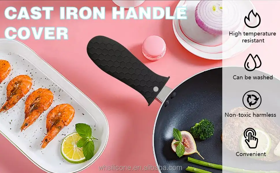 Heat Resistant Silicone Pan Handle Sleeve Frying Pans & Metal Cookware ...