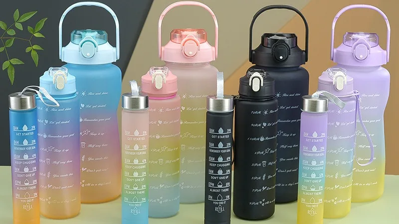 Portable Sports Gradient Color Drinking Water Bottle 3pcs/set ...