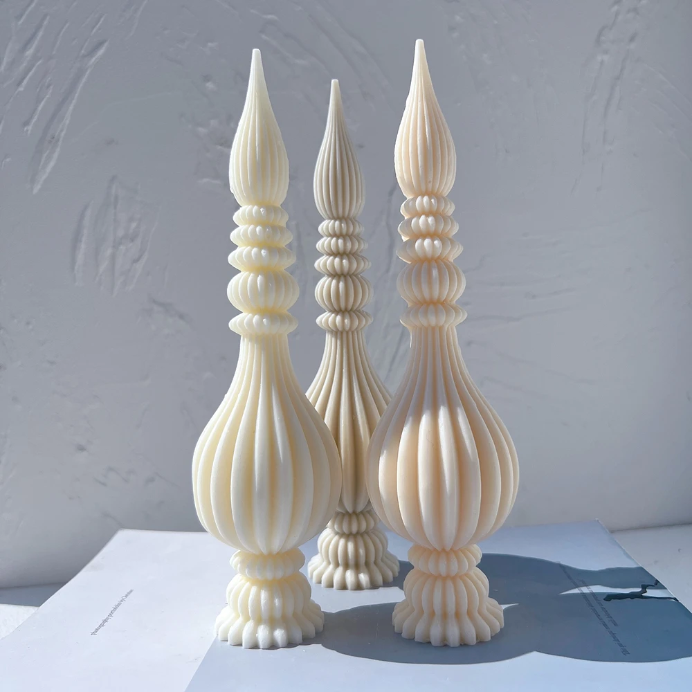 Tall Ribbed Pillar Candle Molds - Sustainable DIY Options