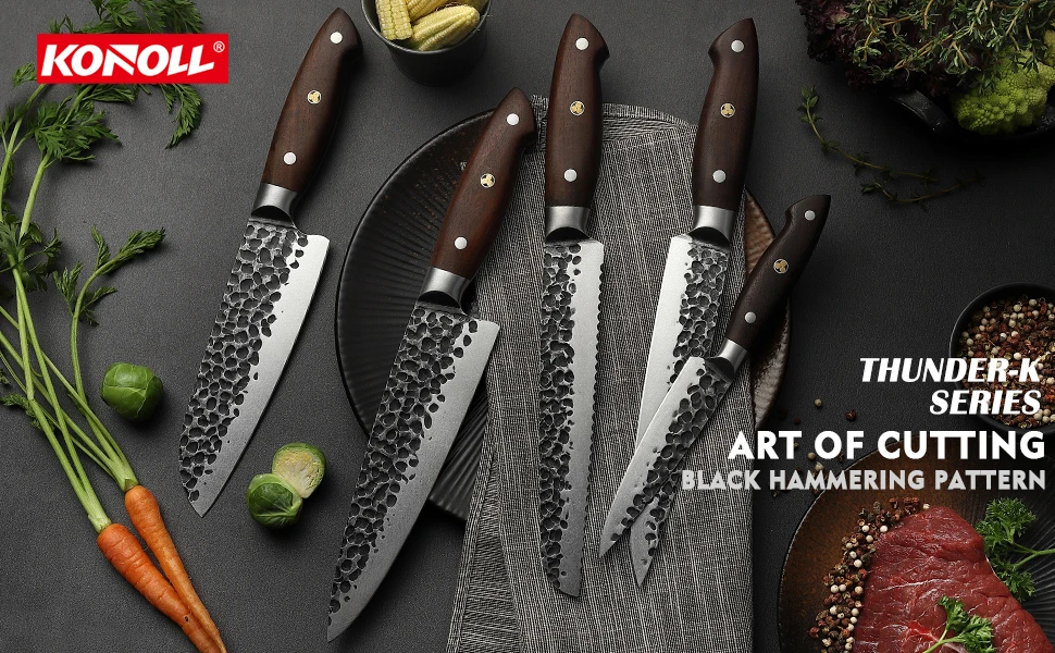 KONOLL Luxury Style OEM/ODM Wooden 8pc Cooking Knife Set