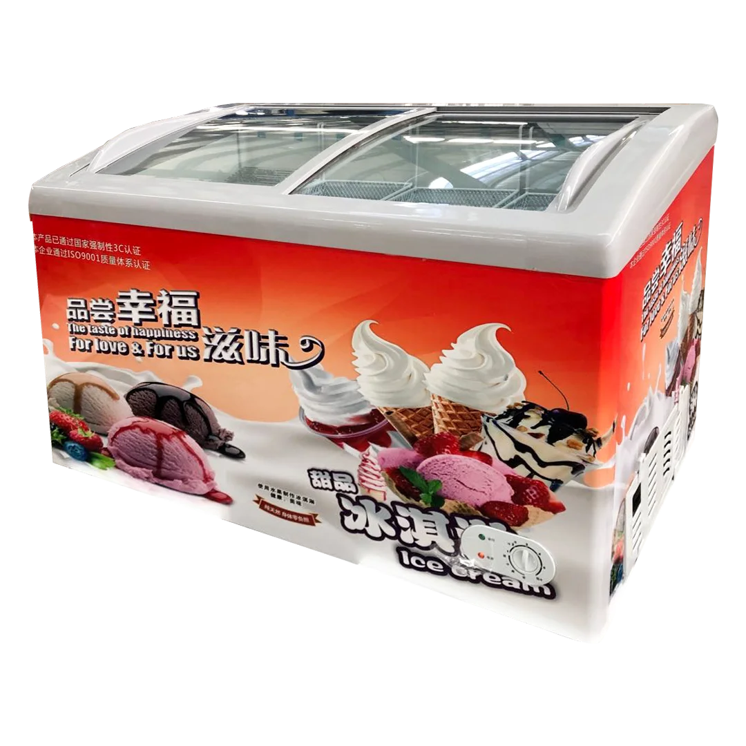 Commercial Ice Cream Popsicles Display Glass Top Chest Freezer - Buy ...