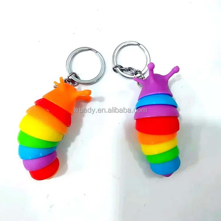 Mini Fidget Slug Keychain Toys - Stress Relief Fun