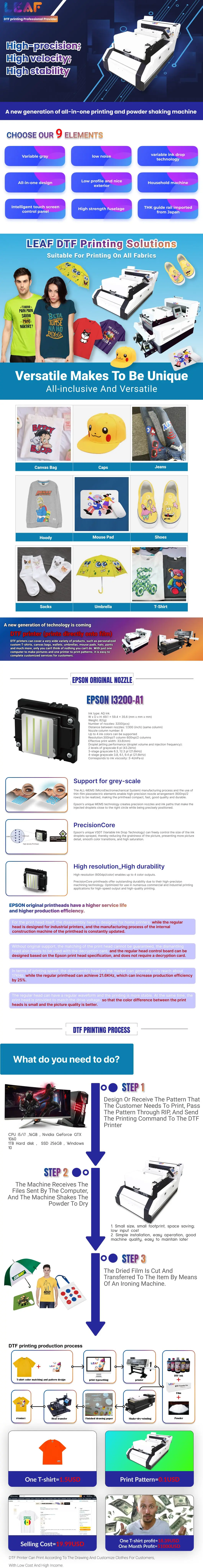 Leaf Digital All In One A3 Dtf Printer T-shirt Printing Machine Dual ...