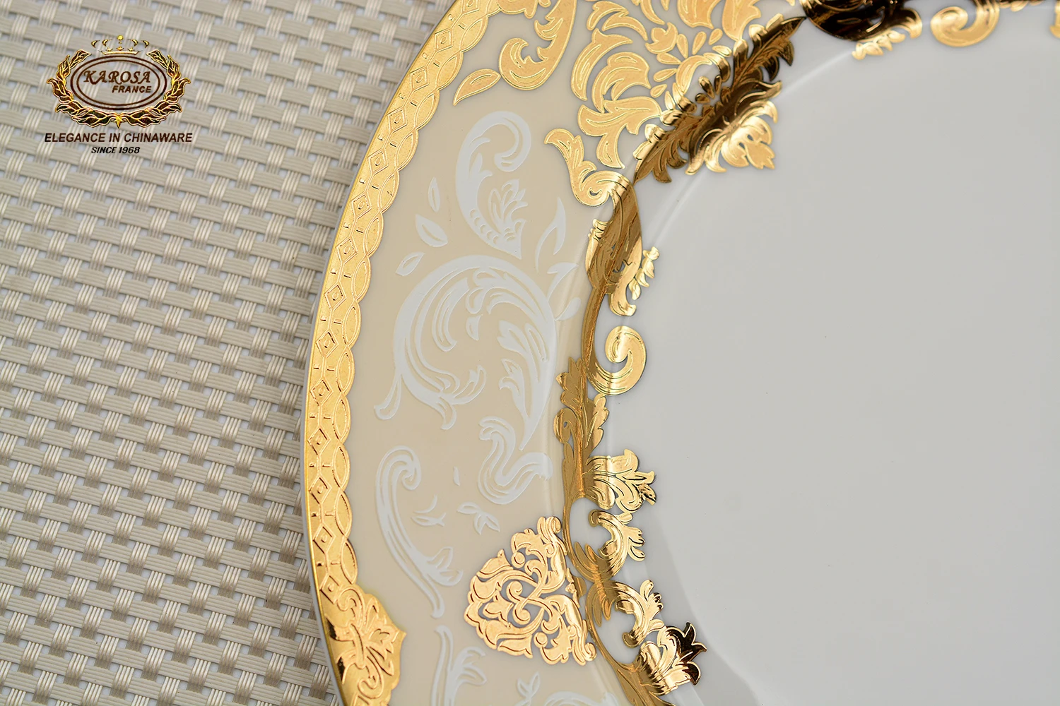 Embossed Gold Round Dinner Plates Set For Weddings & Events - Oem