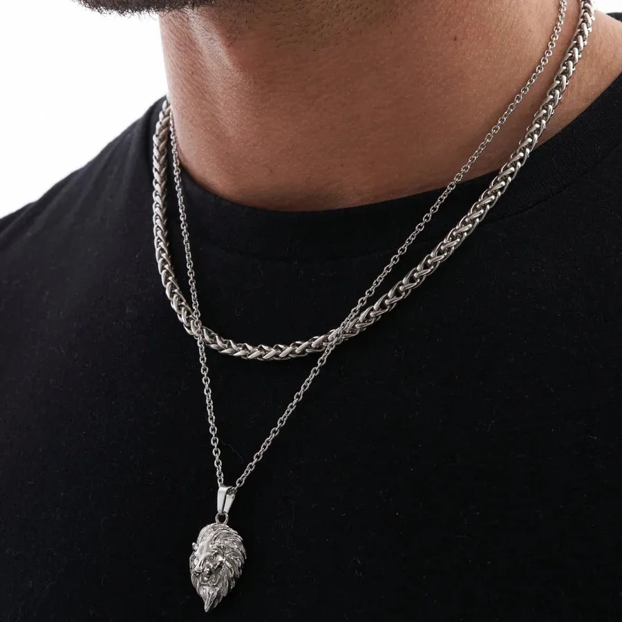Men Miami Cuban Link Bracelet Wheat Wheat Figaro Chain Jewelry Set ...