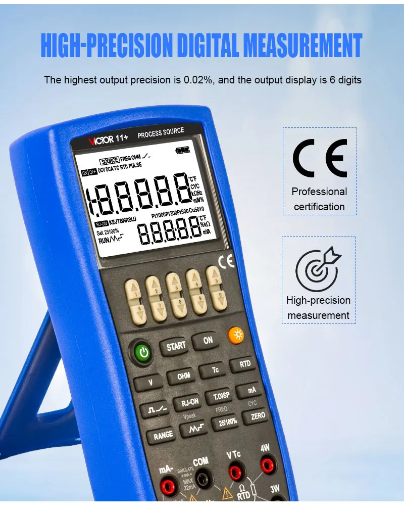VICTOR 11+ Process Signal Source LCD Thermocouple Simulator Calibrator ...