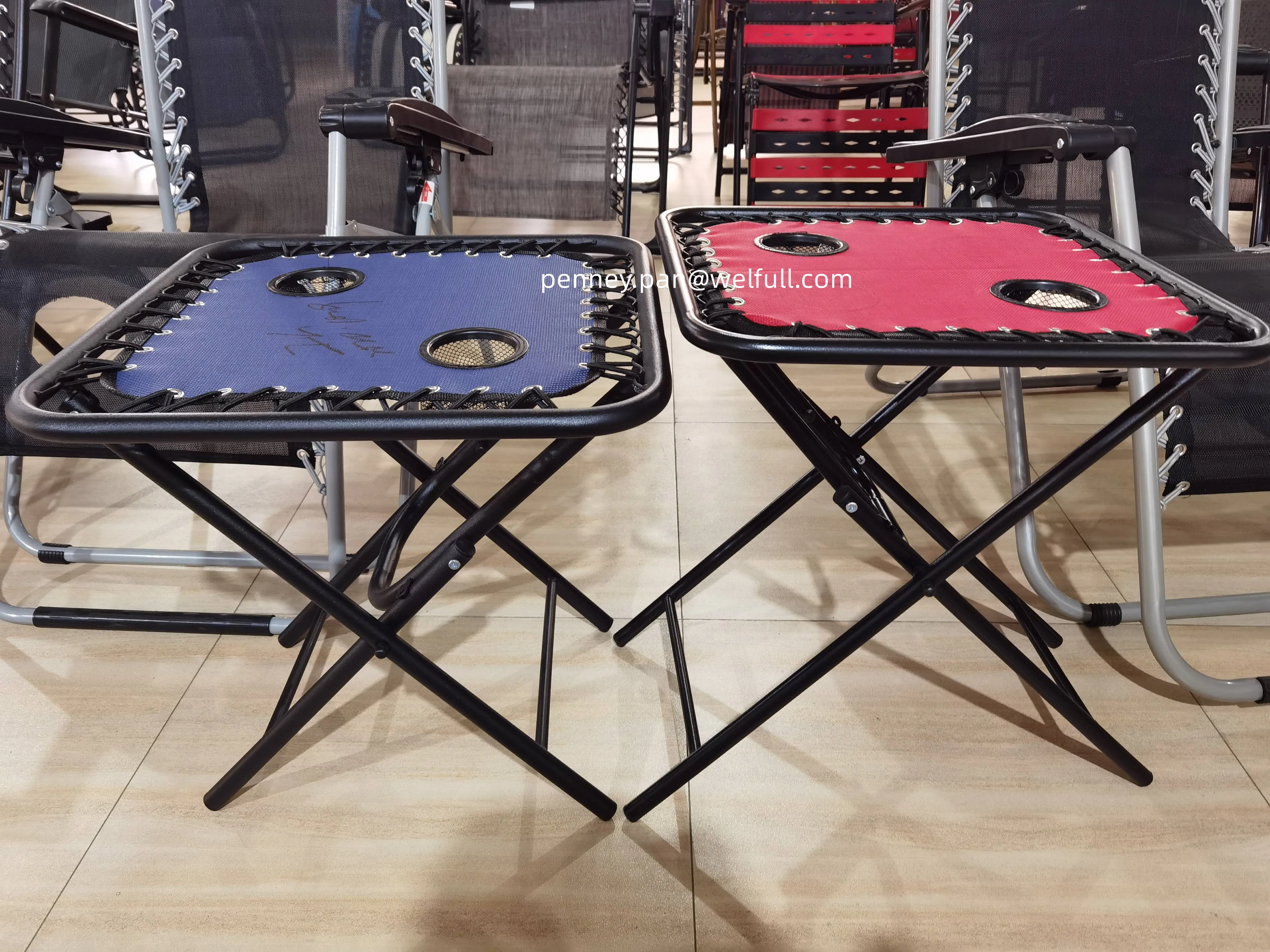 Outdoor Folding Sling Side Table Camping Steel Frame Anti-gravity Collection Portable Folding ...