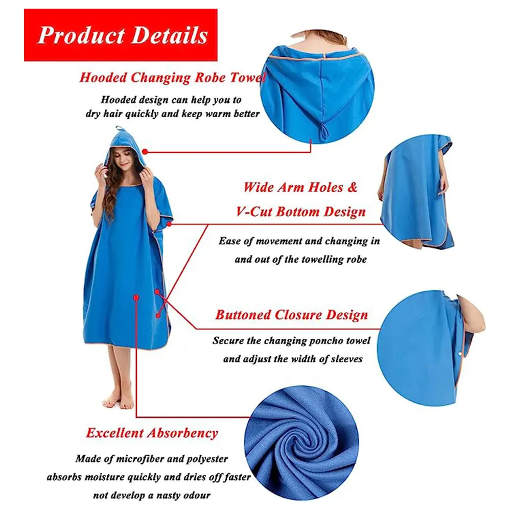 Wholesale Terry Hooded Poncho Towel Recycled Material Adult - Buy ...