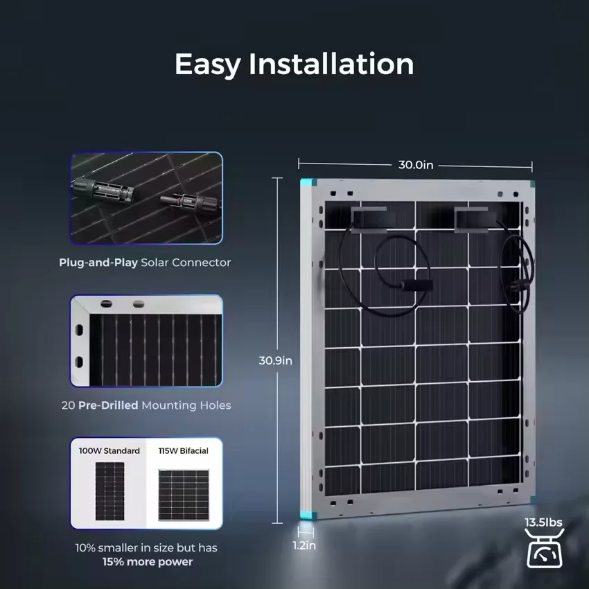 200 Watt Bifacial Solar Panel - Efficient Power Generation