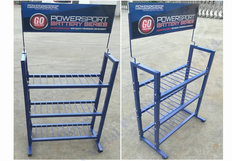 Heavy Duty Car Battery Display Rack - Durable & Versatile