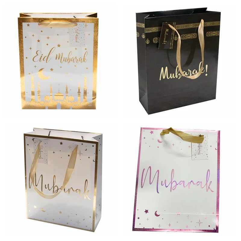 Gold Stamp Letter Eid Mubarak Happy Ramadan Paper Gift Bag Party ...