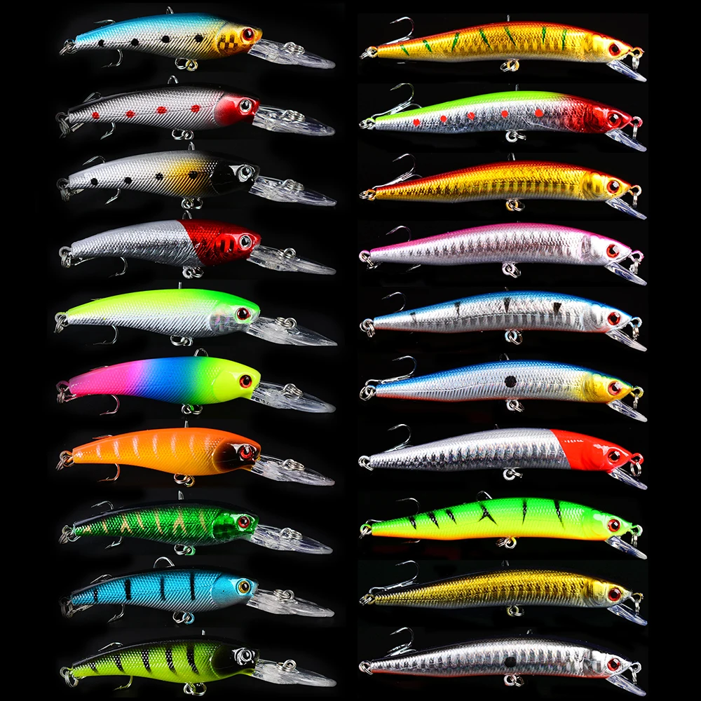 20pc Fishing Lure Set Minnow Hard Plastic Bassbait Carp Fishing ...