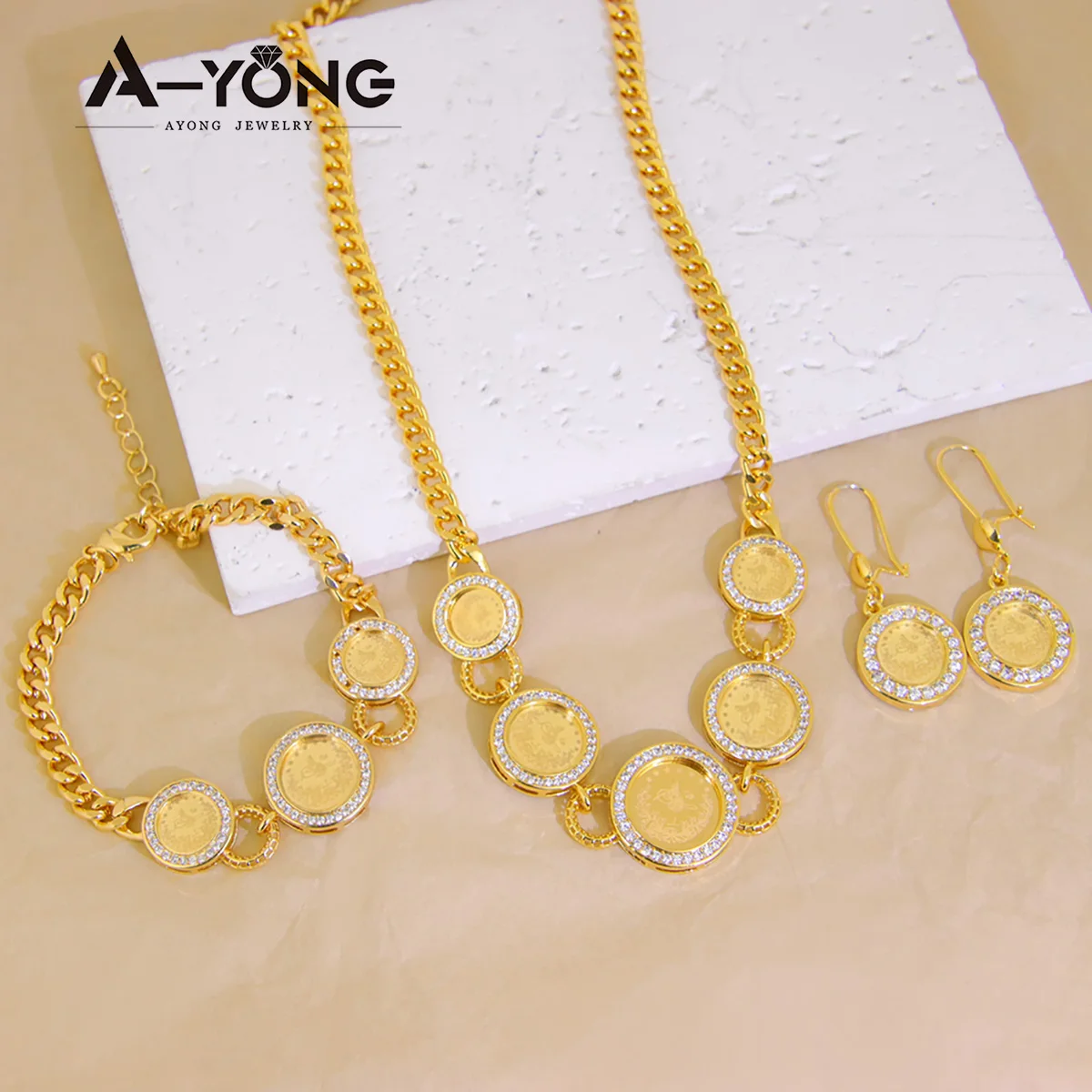 Luxury Arabic Design Lira Coin Bridal Jewelry Set for Women