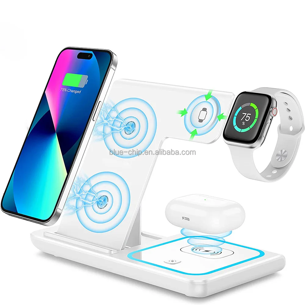 Portable Desktop Mobile Phone Wireless Charger Station 3in1 4 3 In One ...