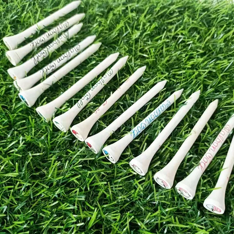 Golf Accessories Eco Friendly Logo Printed Unique Custom 70mm Wooden ...