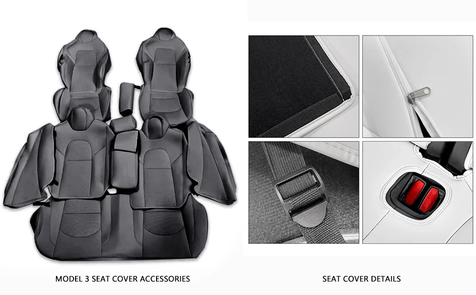 Full Set,Tesla Model Y 2023 2022-2020 Seat Covers Black Faux Leather ...
