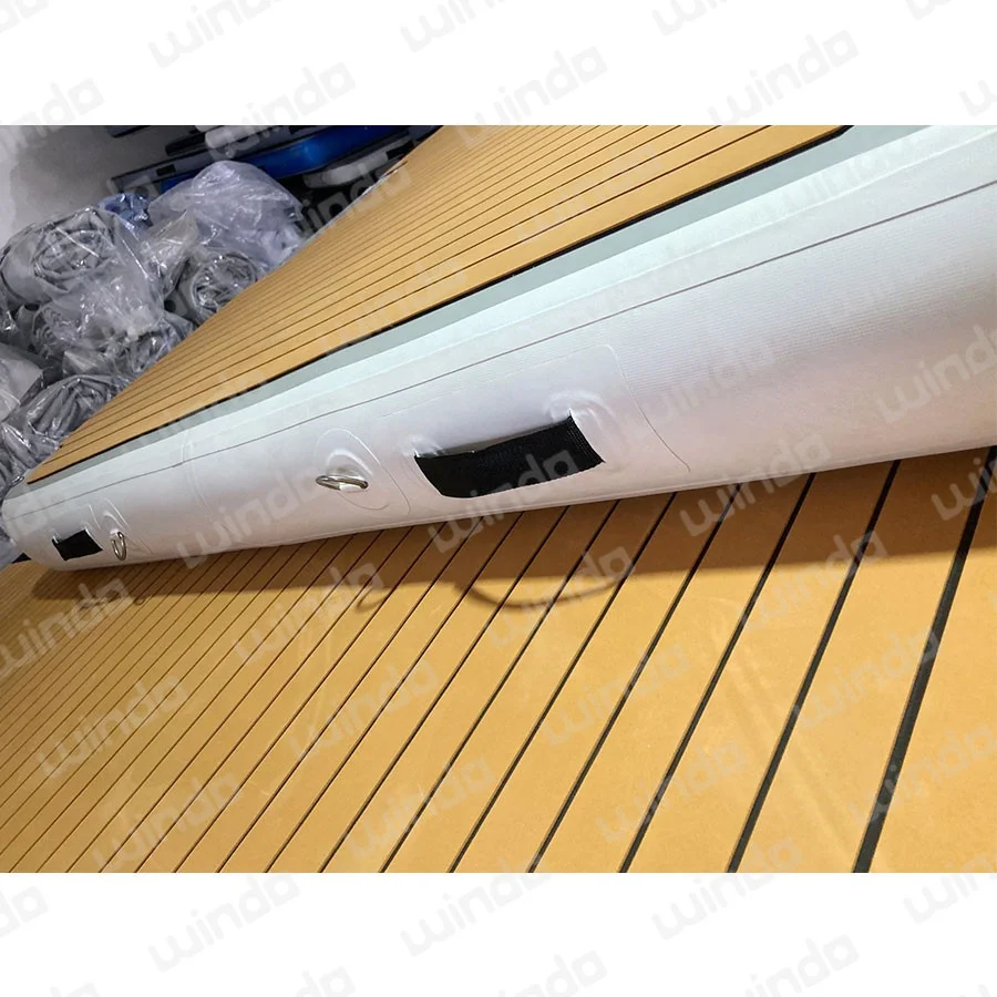 Wood Grain Drop Stitch Sun Deck - Inflatable Floating Dock