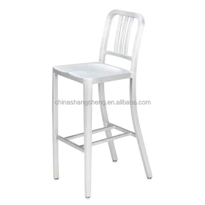 Modern High Chair Steel Metal Backrest Counter Garden Outdoor Aluminum ...