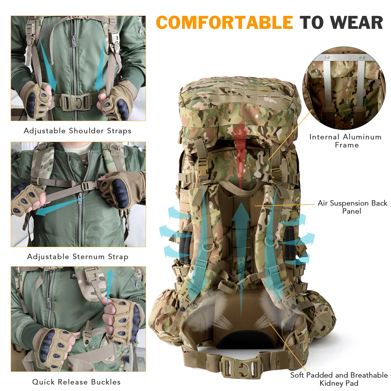 Akmax Tactical Assault Backpack Hydration Pack Padded Shoulder Straps ...