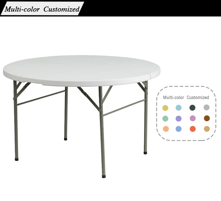 5' Round Plastic Folding Event Table With Carrying Handle,Bi-fold ...