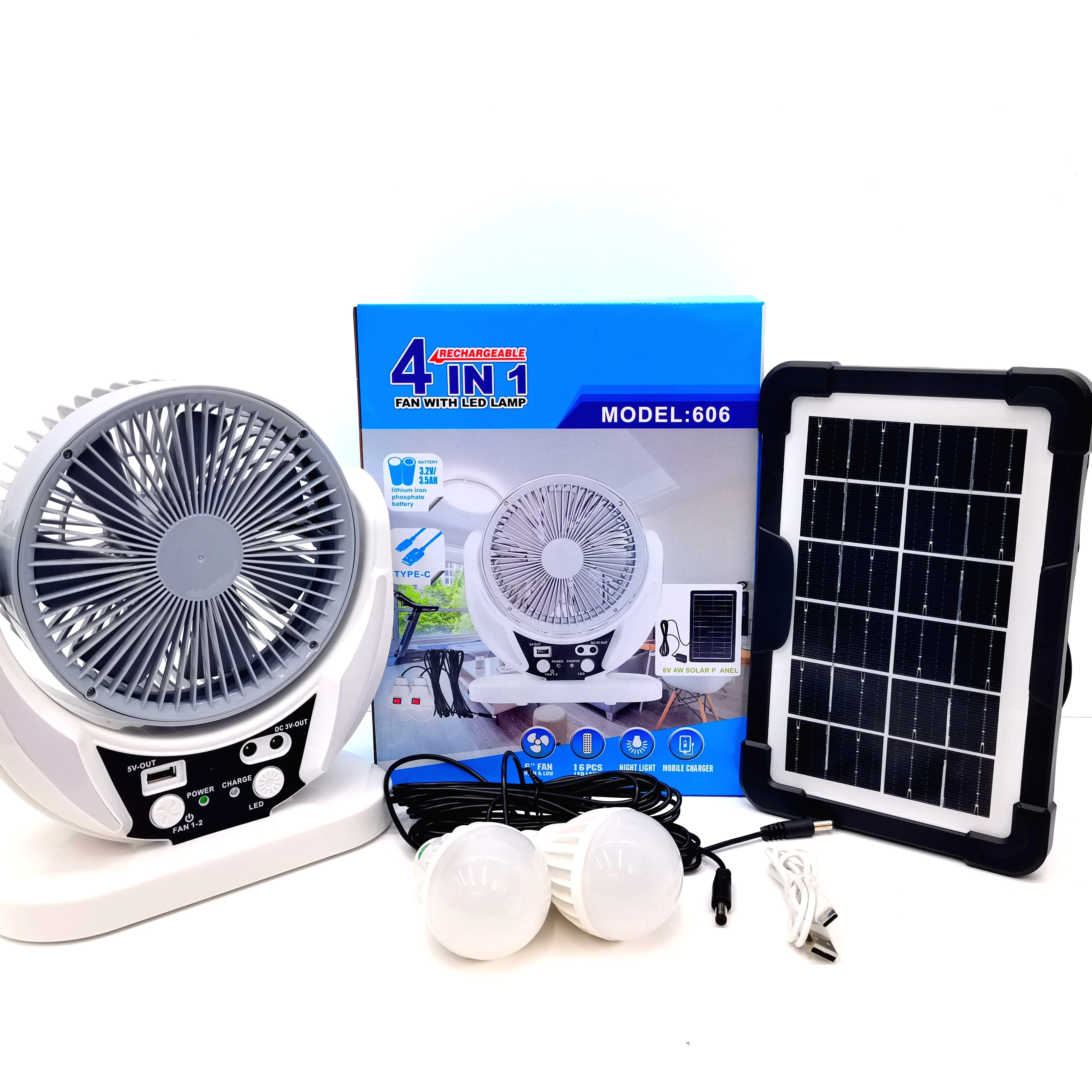 Rechargeable 6 Inch Solar Table Fan - Perfect for Office & Camping