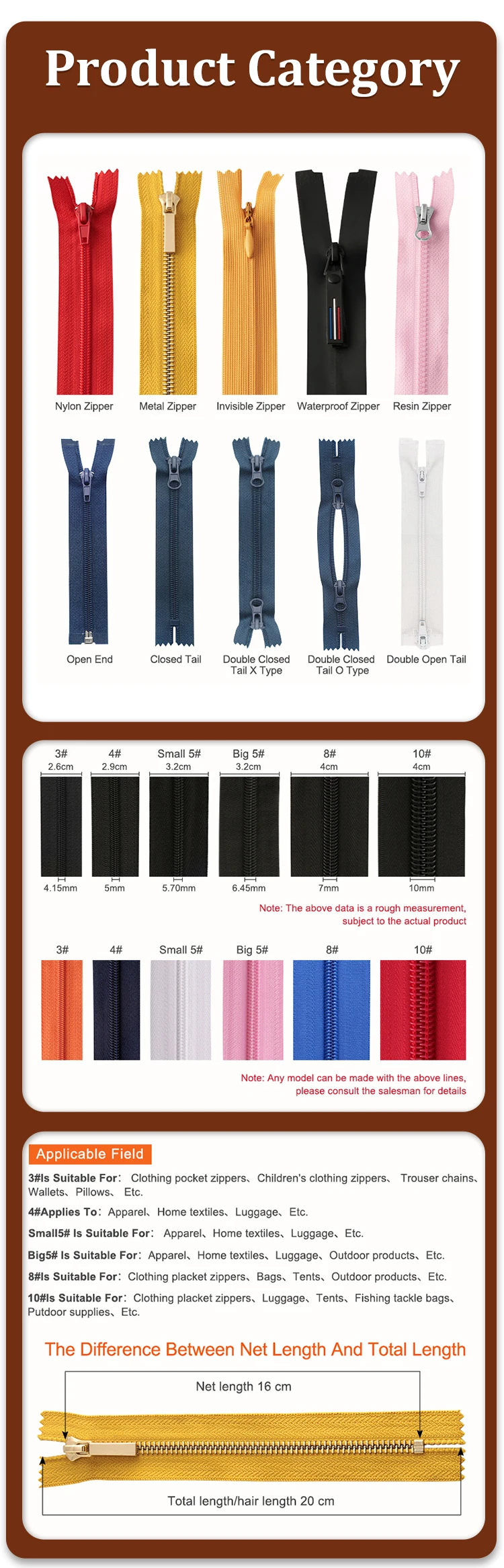 High Quality Long Chain Zipper #5 For Handbag Gold Teeth #3 Nylon ...