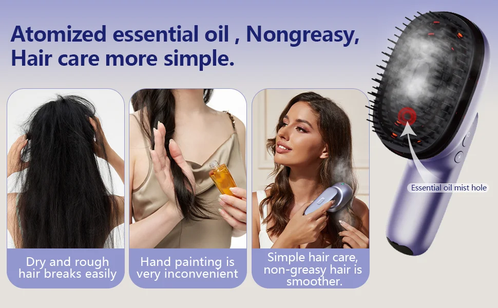 Portable Smart Electric Scalp Massage Comb High Frequency Vibrating ...