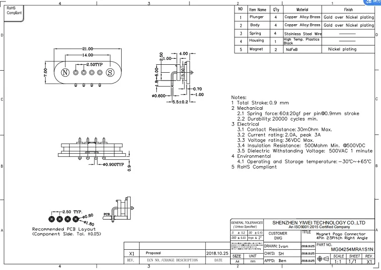 Customizable Designed 4 Pin Strong Magnetic Connector Mating Cable ...