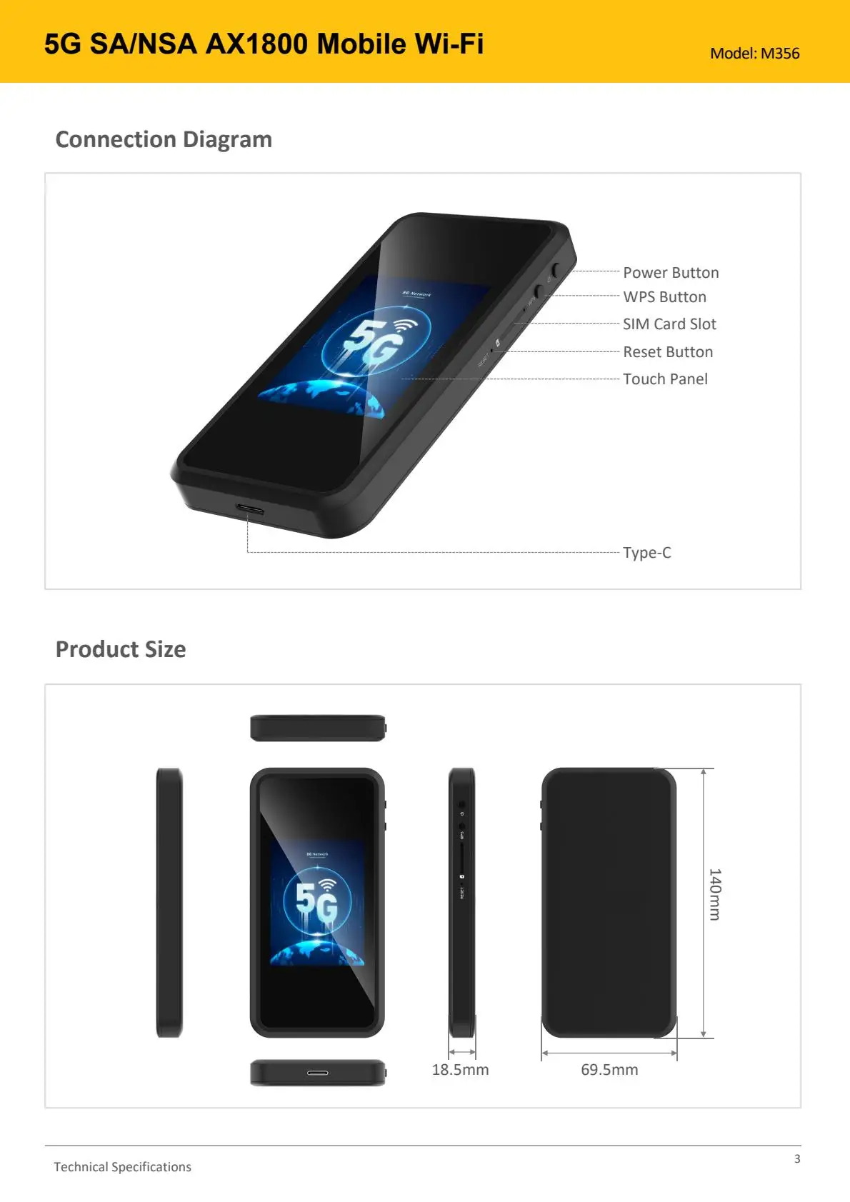 5g Mifis Unlock Type-c Fast Charge 5000mah Battery 5g Hotspot Celular 5g Usb Modem 5g Dongle ...