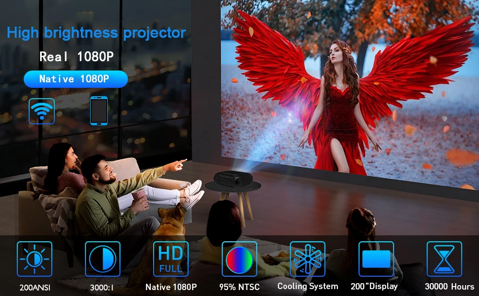 2022 New Fashion Yinzam T9 Wifi 1080p Projector With Full Hd Native ...