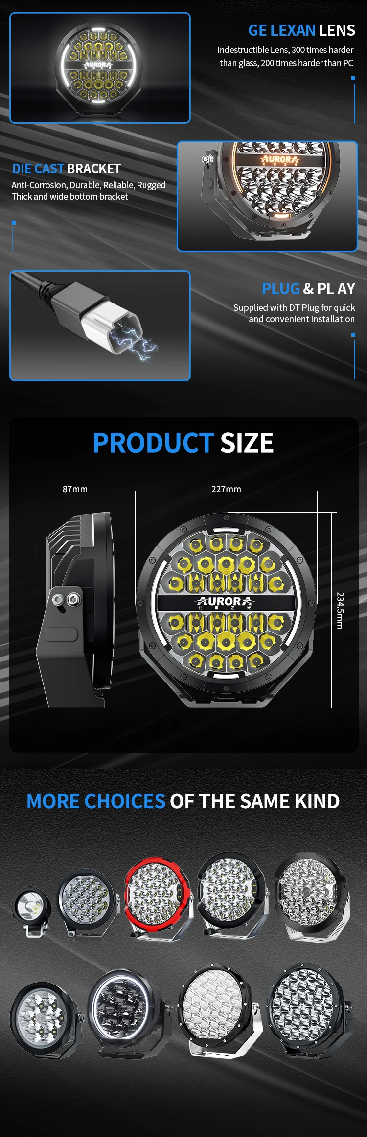 AURORA Dual-Color LED Work Light - 150W off Road Solution