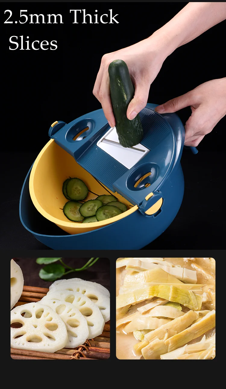 9 In 1 Plastic Wet Basket Vegetable Cutter Multifunction Cutter Fruits ...