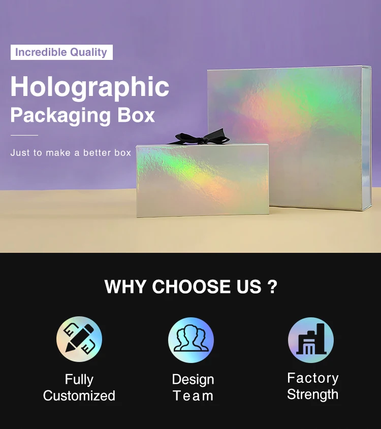 Custom Sliver Holographic Packaging Box - Gift & Recyclable