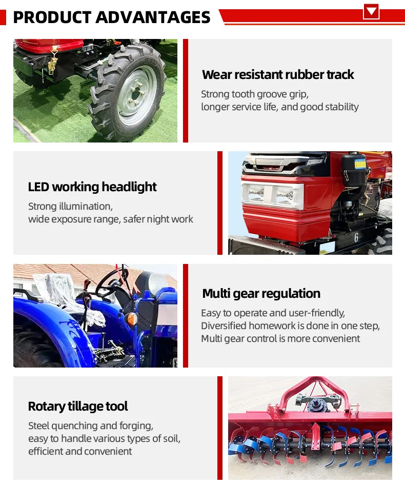 Compact 4WD Mini Farm Tractor 4x4 25-100hp with Agriculture Wheel ...